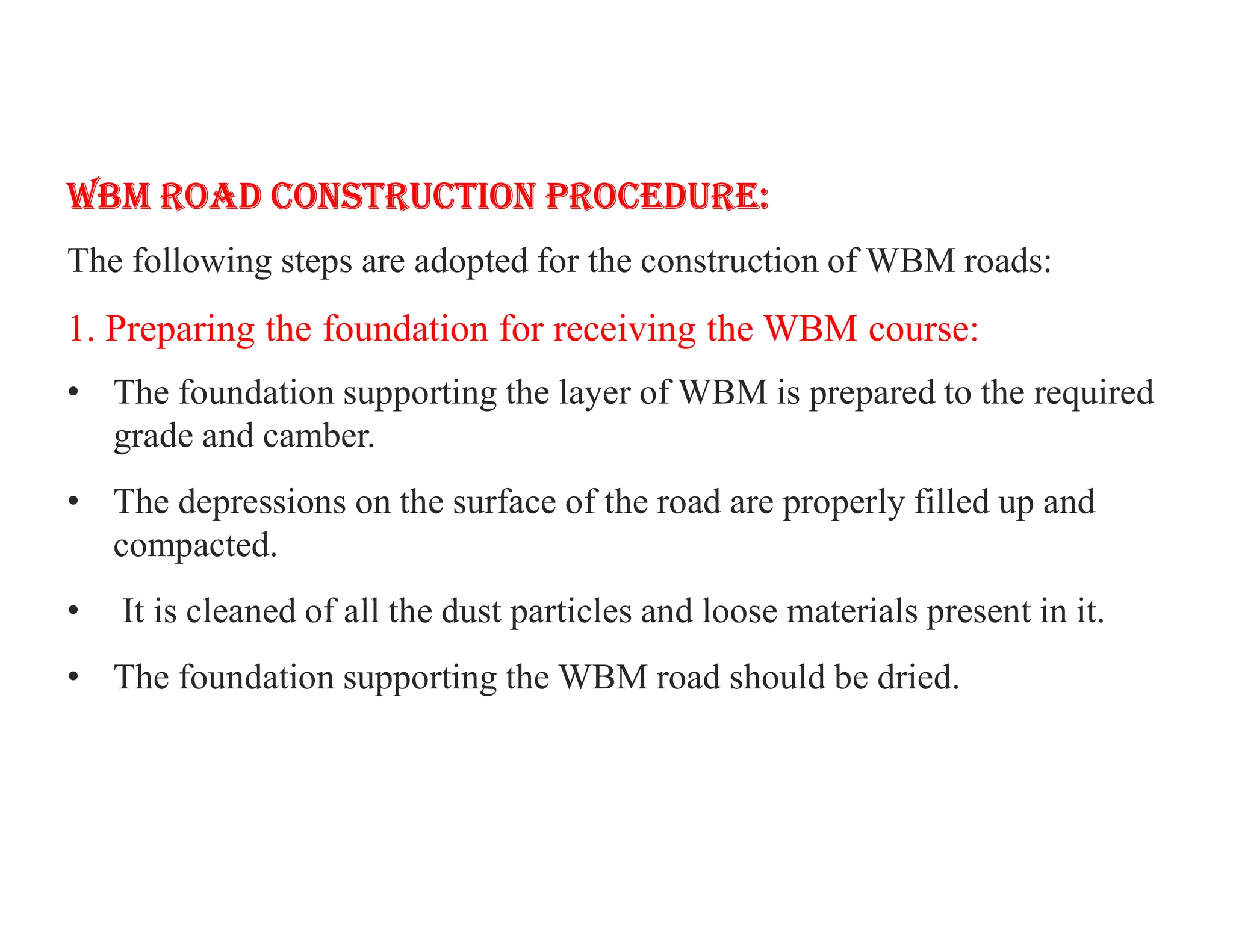 Construction of Water Bound Macadam (WBM) roads | PDF