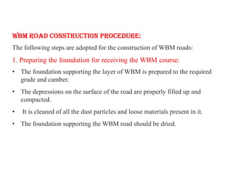 Construction of Water Bound Macadam (WBM) roads | PDF