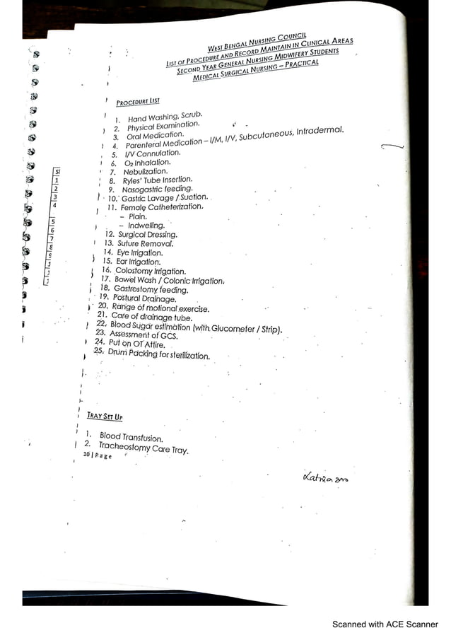 WBNC procedure and practical list.pdf for GNM nursing student | PDF
