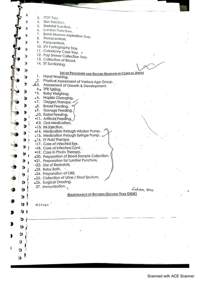 WBNC procedure and practical list.pdf for GNM nursing student | PDF