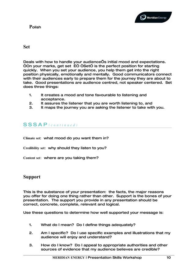 Presentation skills Workbook