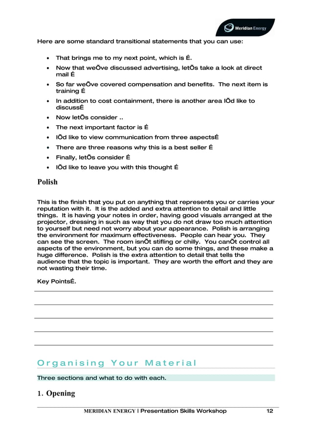 Presentation skills Workbook