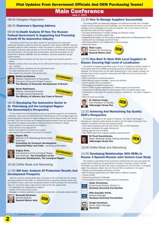 AutoRussia 2011 Agenda | PDF | Business Expos & Conferences | Events