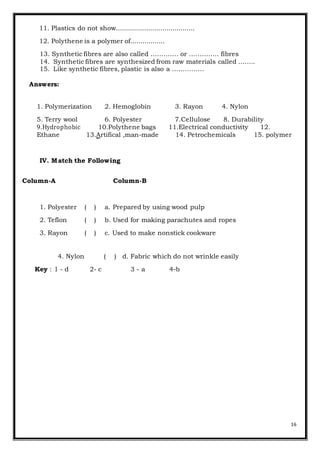 class-8 science Chapter-1 synthetic fibers and plastics | DOCX