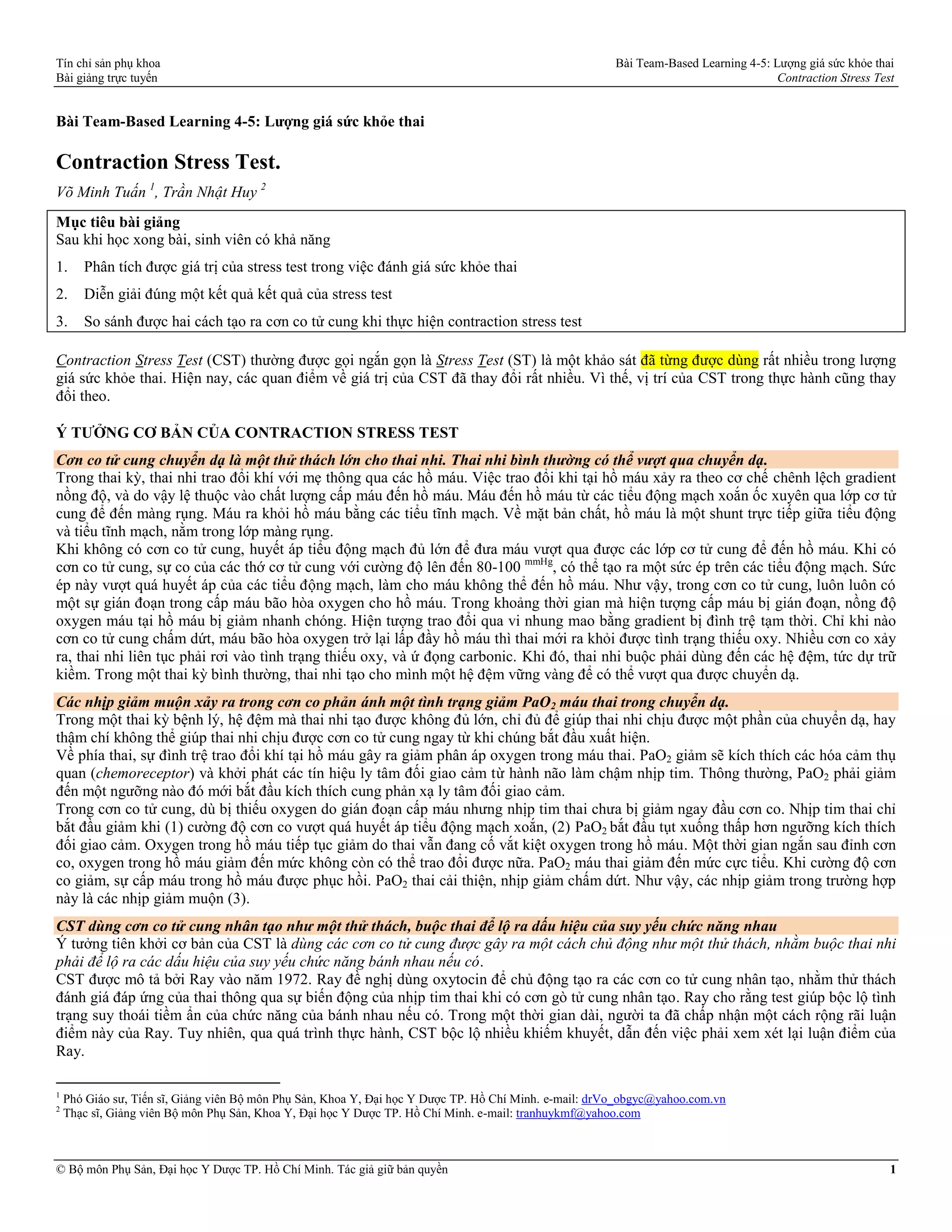 CONTRACTION STRESS TEST | PDF