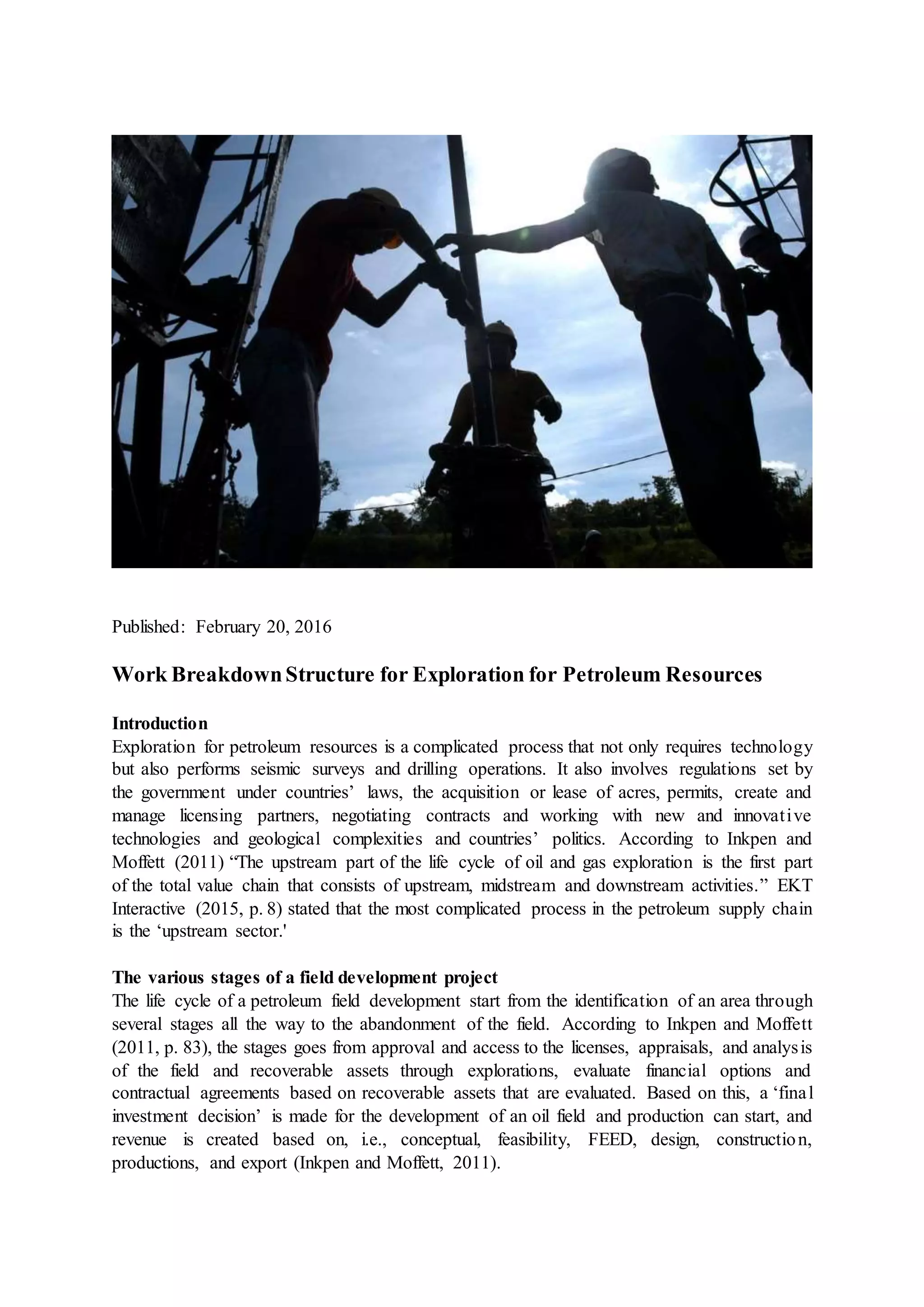 Simple Work Breakdown Structure for Exploration for Petroleum Resources ...