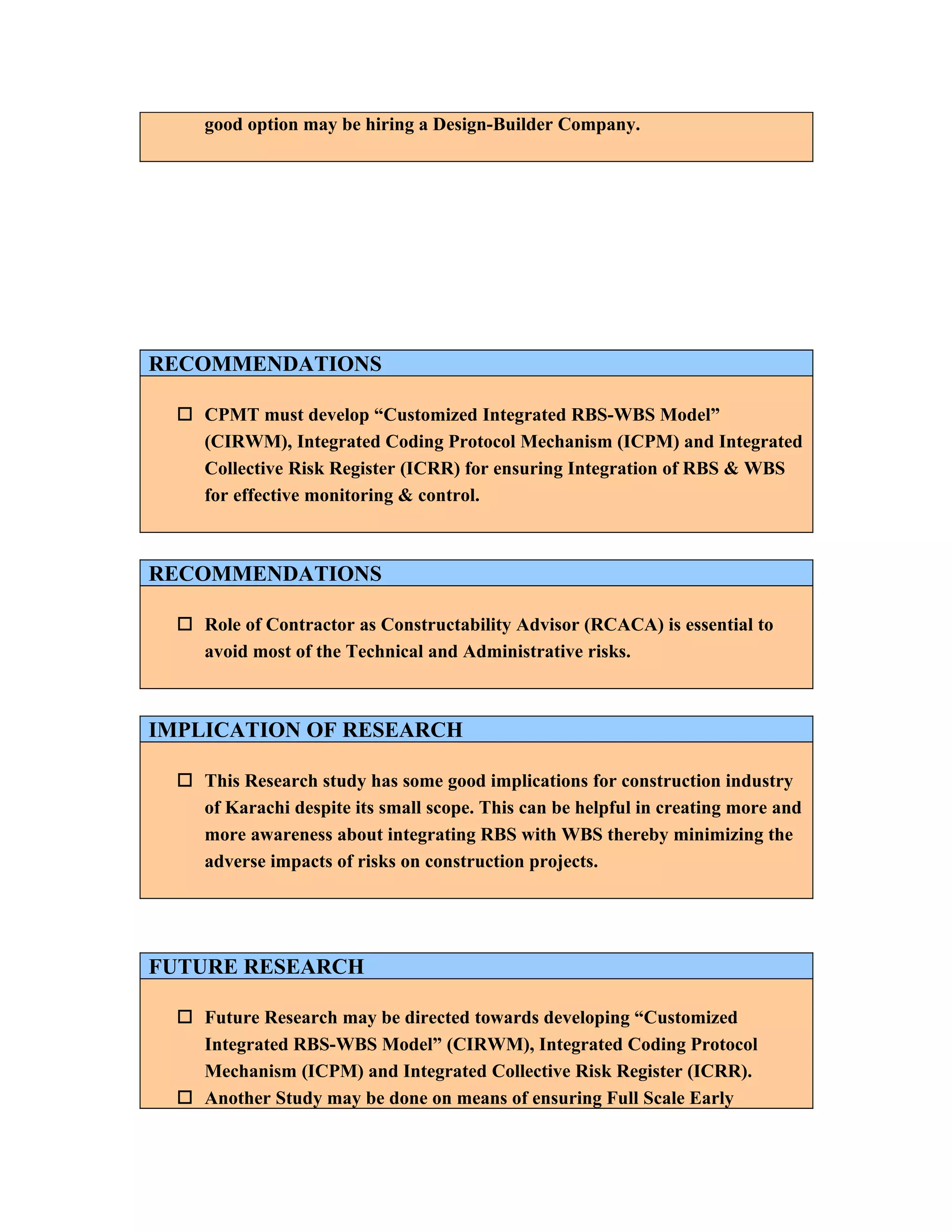 Level of Integration of Risk Breakdown Structure (RBS) and Work ...