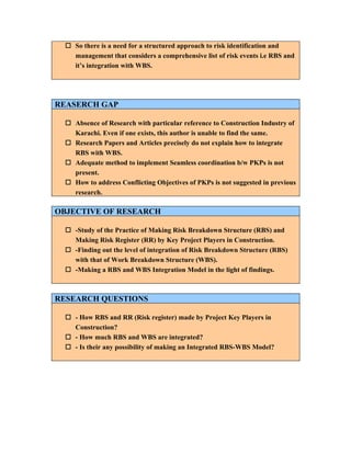 Level of Integration of Risk Breakdown Structure (RBS) and Work ...