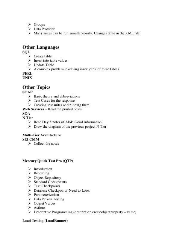 Automation Testing Syllabus Checklist