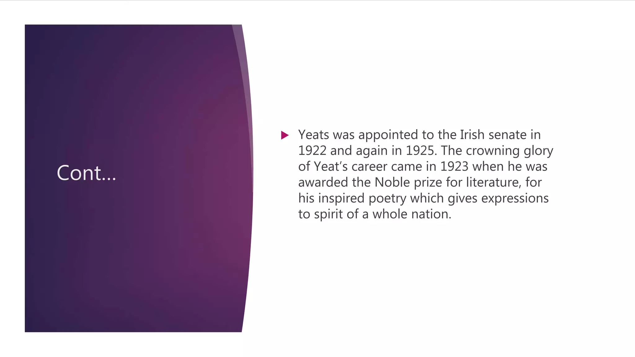 William Butler Yeats, (WB Yeats) | PPTX