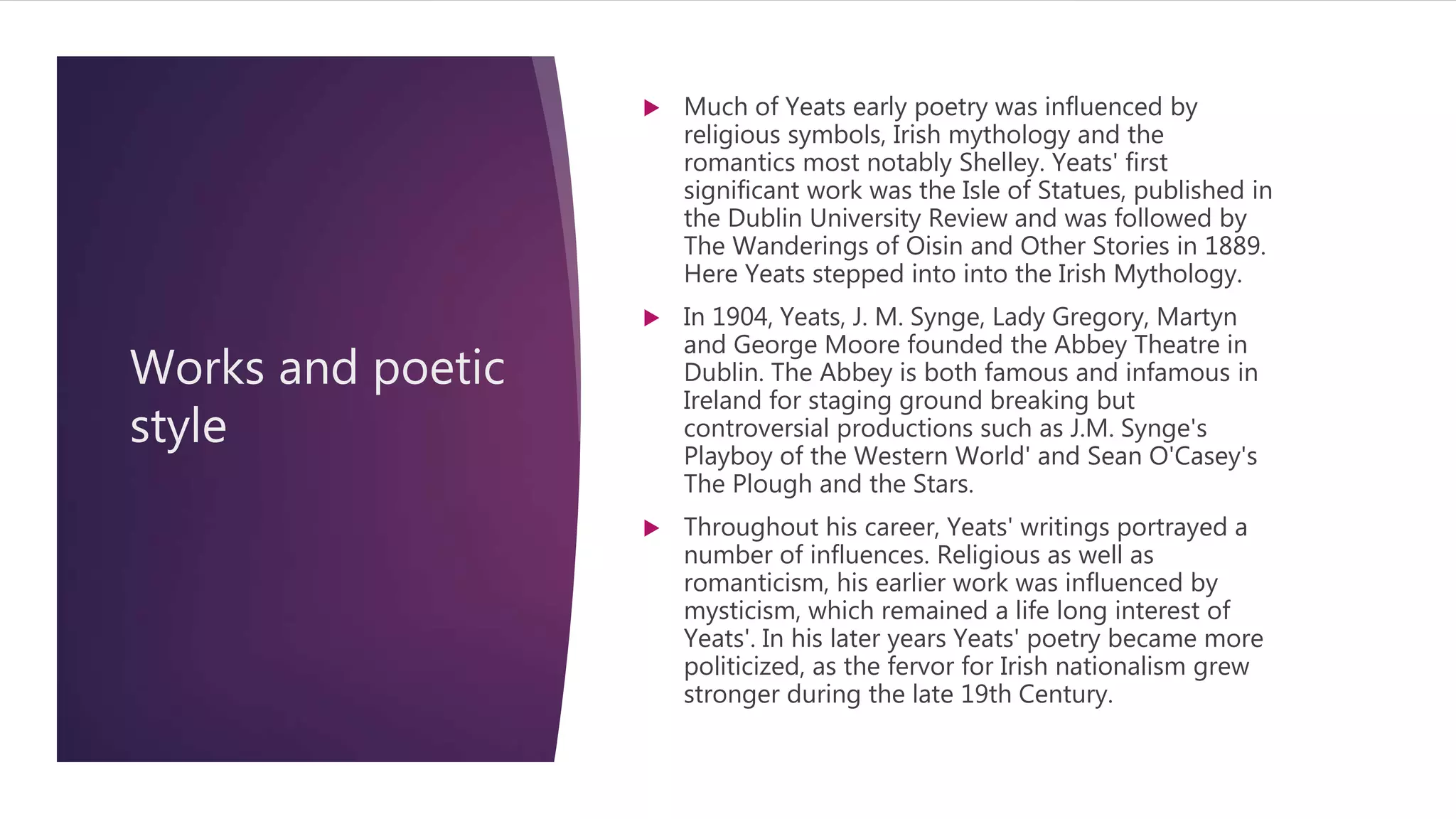 William Butler Yeats, (WB Yeats) | PPTX