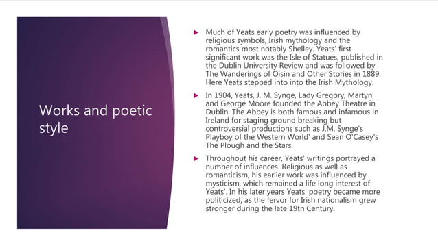 William Butler Yeats, (WB Yeats) | PPTX