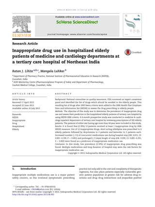 Inappropriate drug use in hospitalized elderly patients of medicine and ...