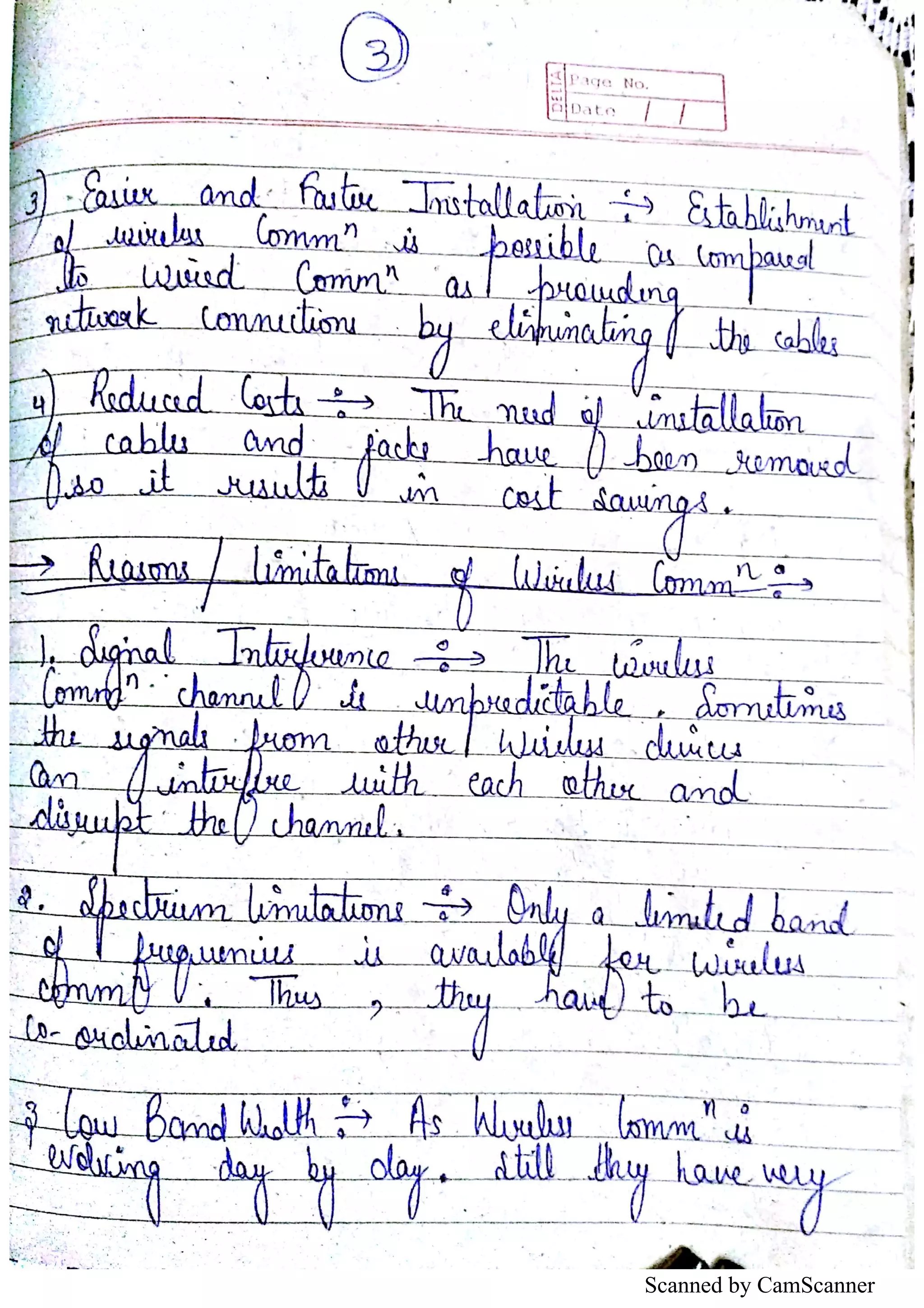 WIRELESS COMMUNICATION HANDWRITTEN NOTES FOR IP | PDF