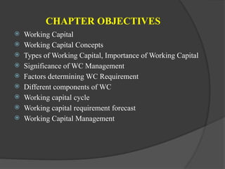 Working Capital Concepts,Types,Importance,Factors,components | PPTX