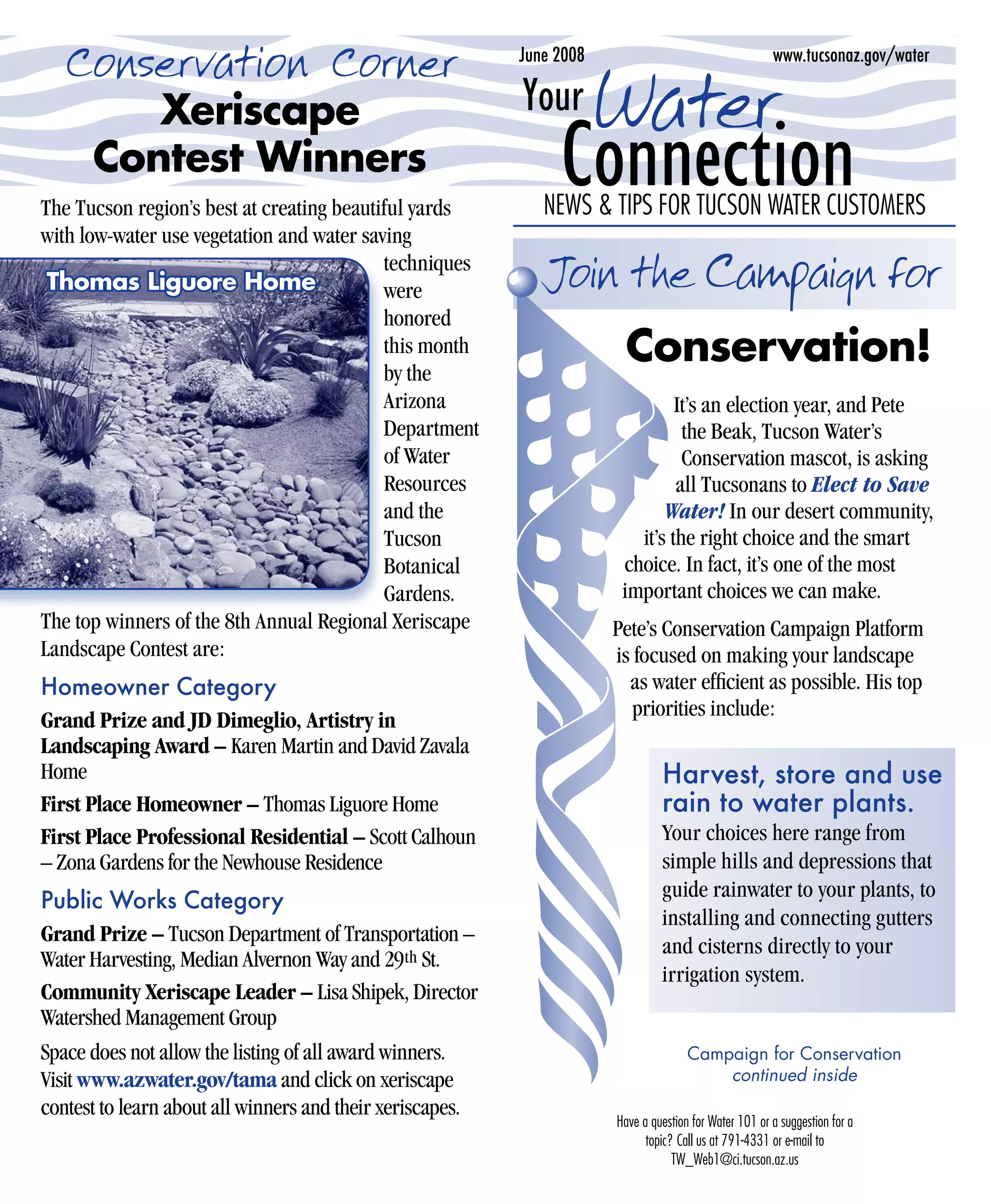 Campaign for Conservation - Your Water Connection, Tucson, Arizona | PDF