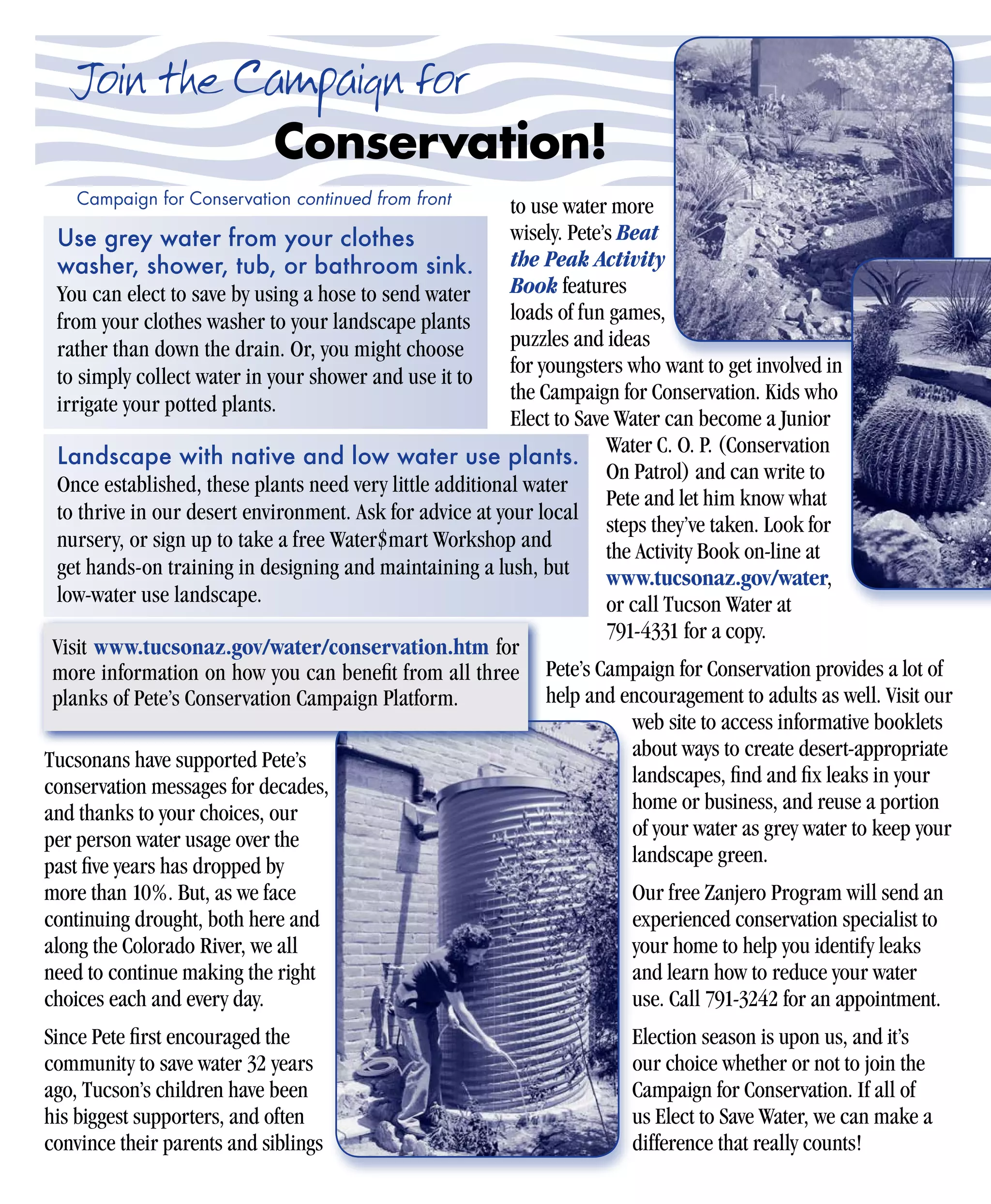 Campaign for Conservation - Your Water Connection, Tucson, Arizona | PDF