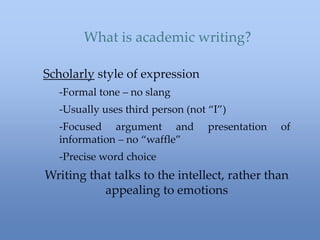 Academic writing workshop | PPTX