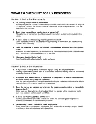 WCAG Checklist accessibility guildelines | PDF