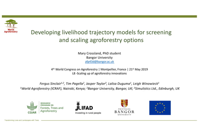 Developing livelihood trajectory models for screening and scaling ...
