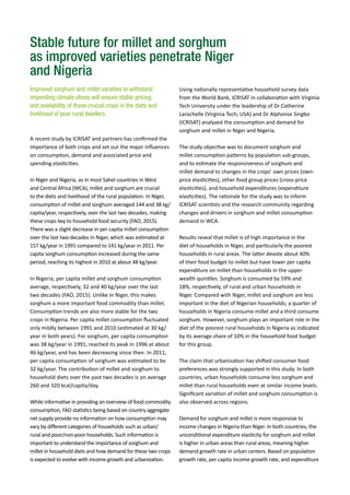 Stable future for millet and sorghum as improved varieties penetrate Niger and Nigeria | PDF ...