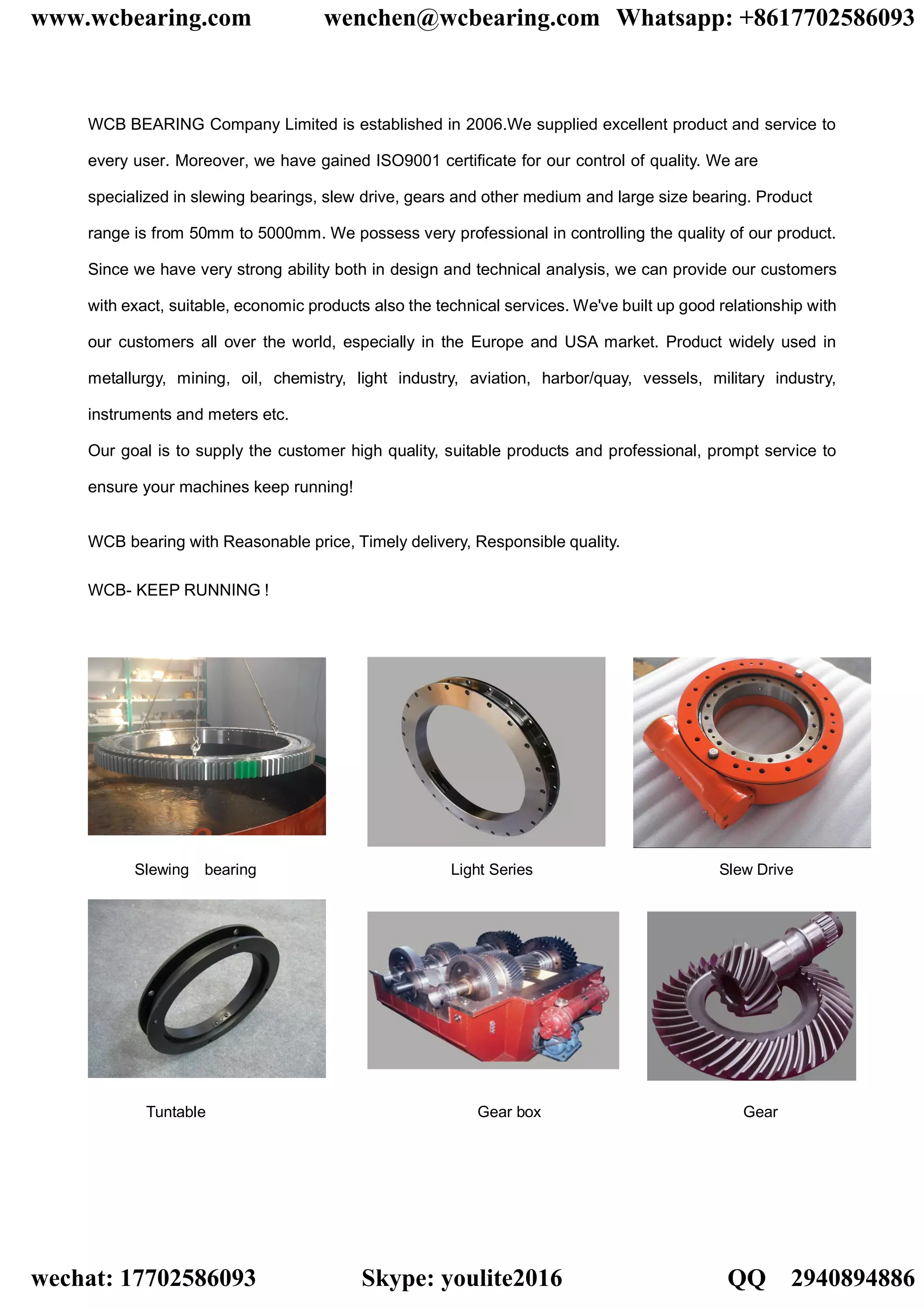 Wcb slewing bearing catalog | PDF | Physics | Science