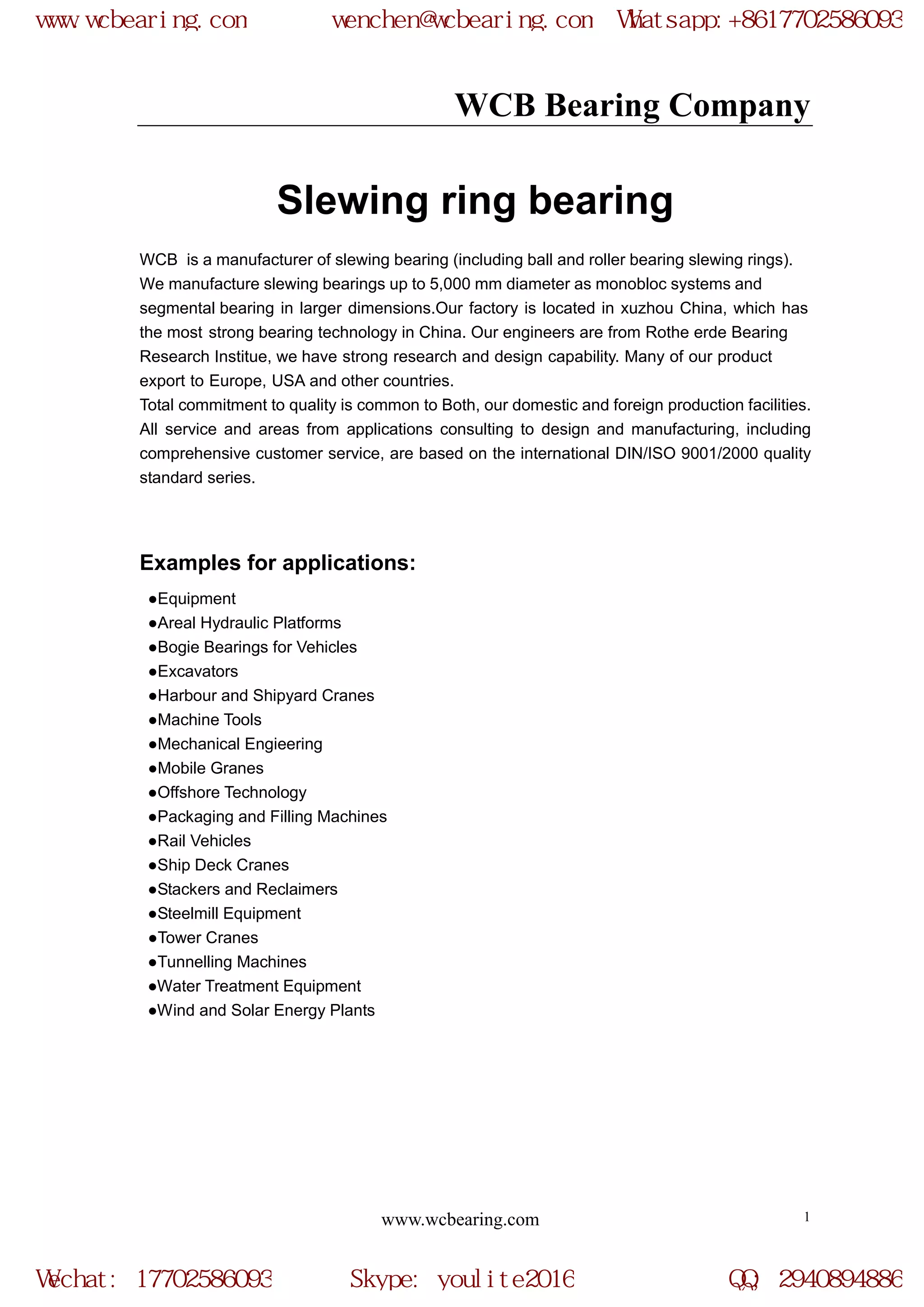 WCB slewing bearing models | PDF