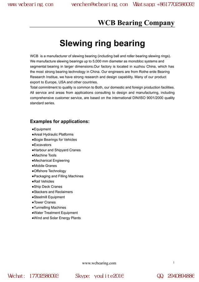WCB slewing bearing models | PDF