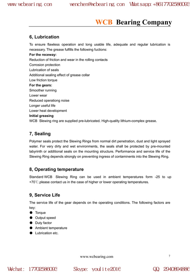 WCB slewing bearing models | PDF