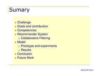 Recommendation of Learning Objects Applying Collaborative Filtering and Competencies | PPT
