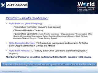 Stelios Aronis ISO 22301 BCMS Implementation and Sharing of BCM Best Practices for an European ...
