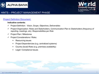 Stelios Aronis ISO 22301 BCMS Implementation and Sharing of BCM Best ...