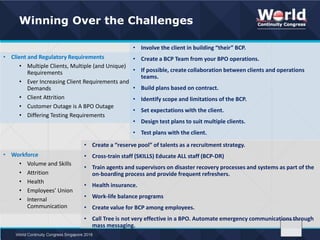 Winning Over The Challenges of Implementing BCM in a BPO by Jeremias ...