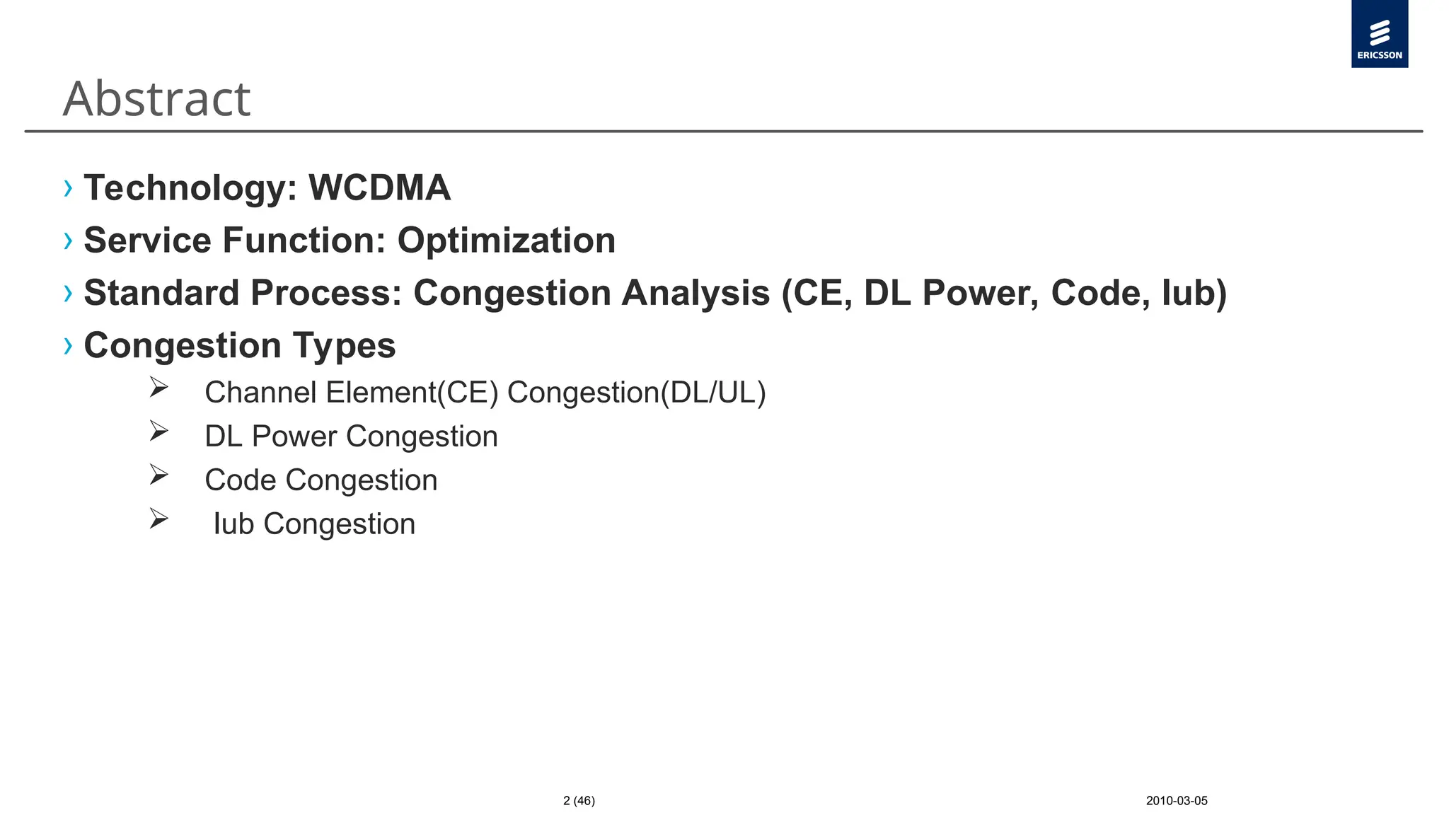 wcdma_Congestion_Analysis part of optimization | PPT | Computer Networking | Computing