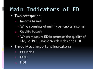 Indicators of Development | PPTX