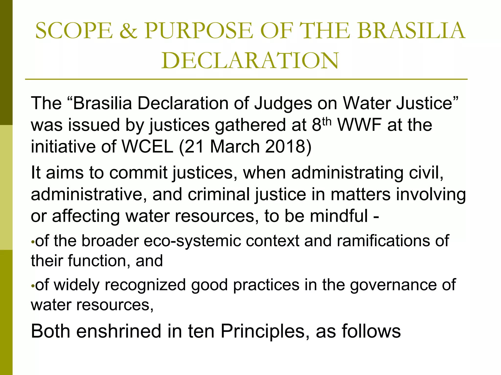 The Brasilia Declaration of Judges on Water Justice | PPT