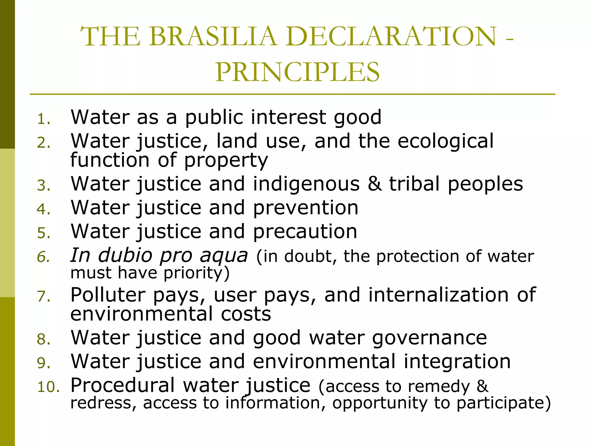 The Brasilia Declaration of Judges on Water Justice | PPT