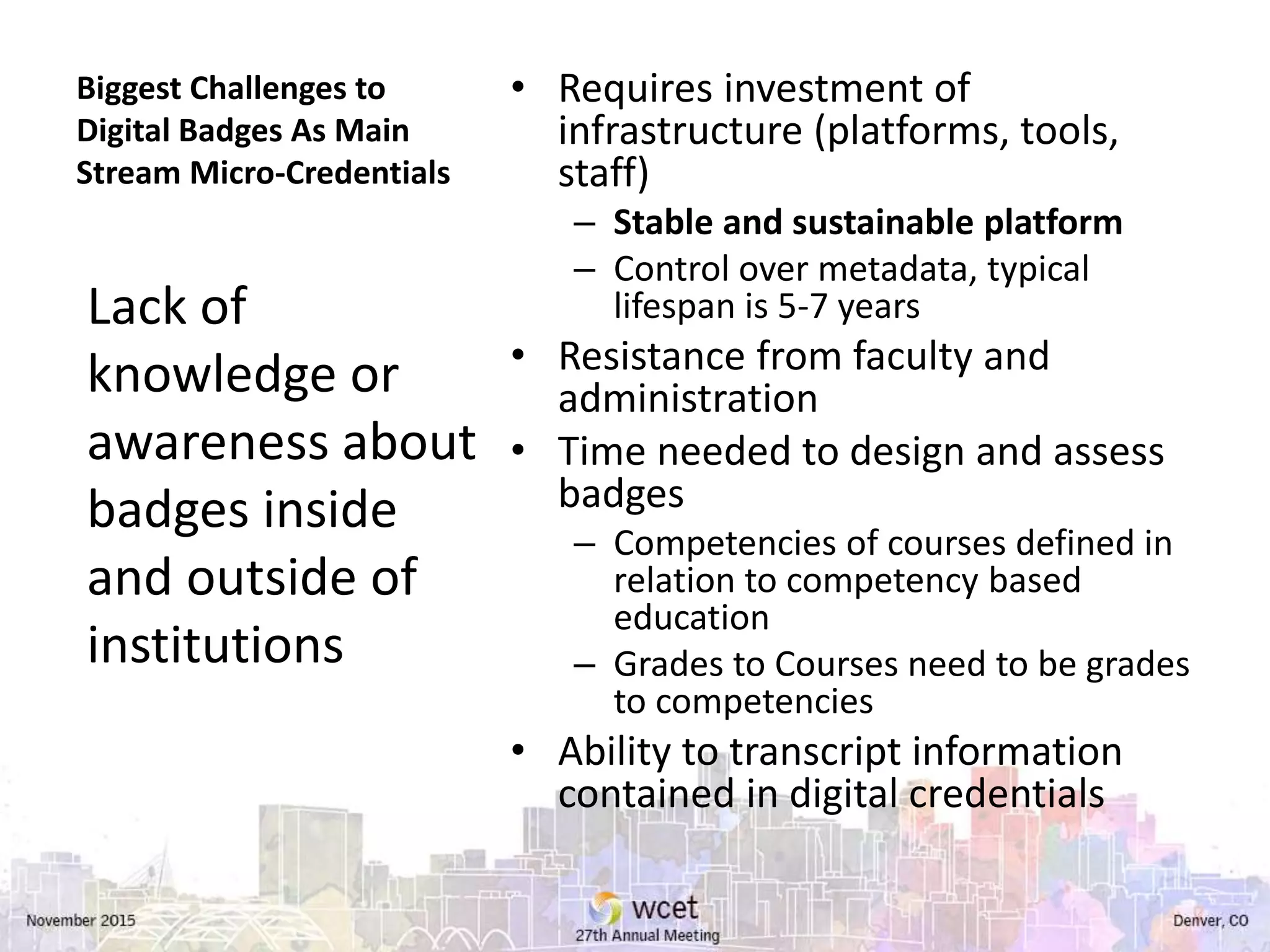 WCET Legitimacy of Badges & Micro-Credentials in Today's Workplace | PPT