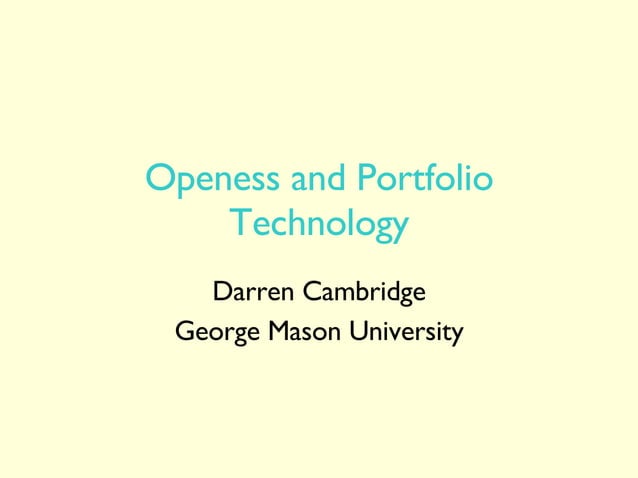 Openess and Portfolio Technology | PPT
