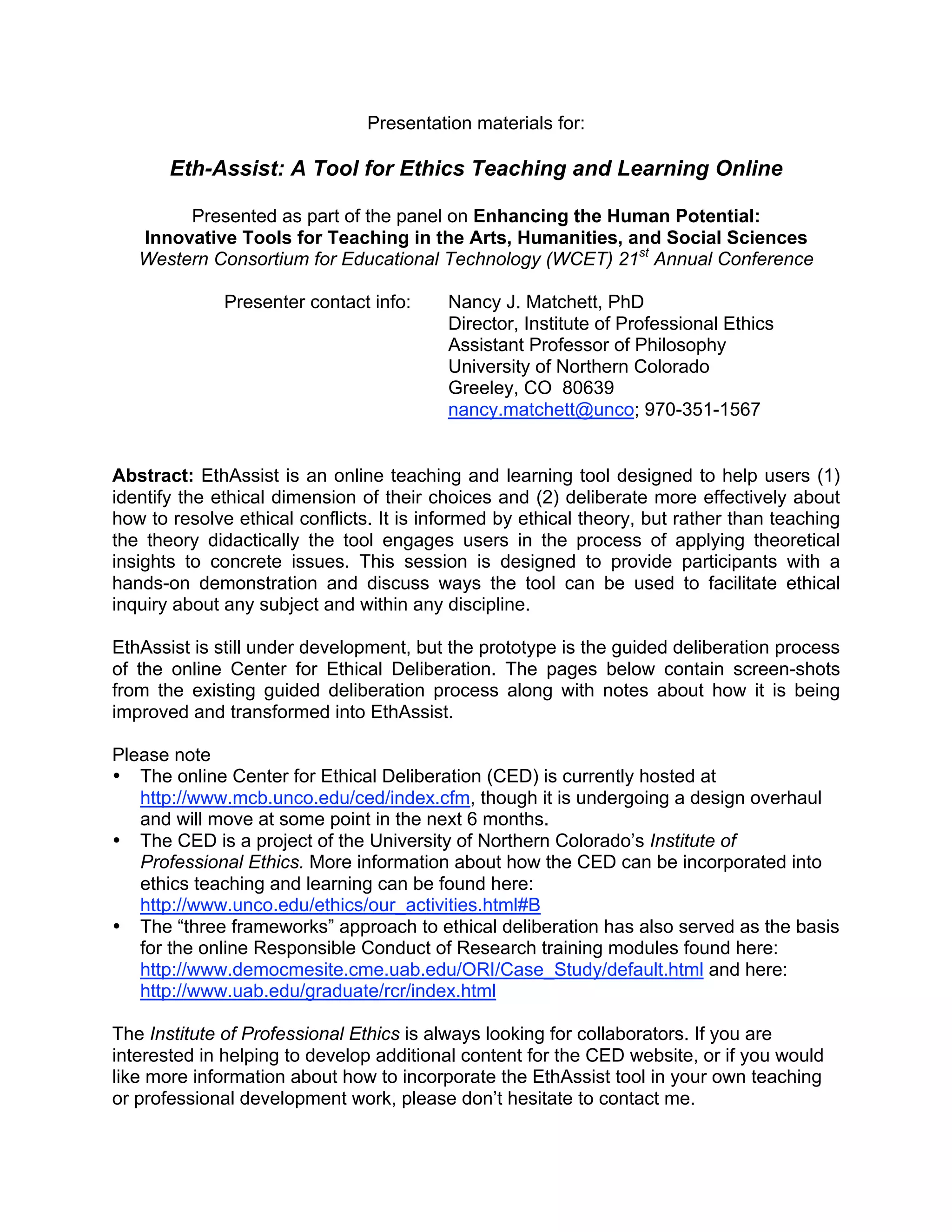 Enhancing the Human Potential, MATCHETT | PDF