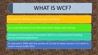 Wcf and its features | PPTX