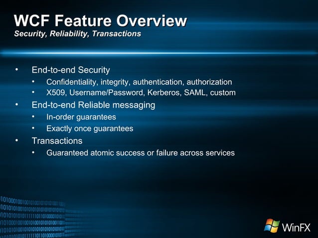 Overview of Windows Vista Devices and Windows Communication Foundation (WCF) | PPT