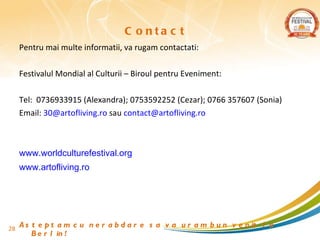 Festivalul Mondial al Culturii | PPT