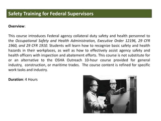 Occupational Health and Safety Training Courses | PPTX