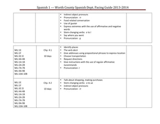 Wchs spanish 1 pacing guide 2013 | DOCX