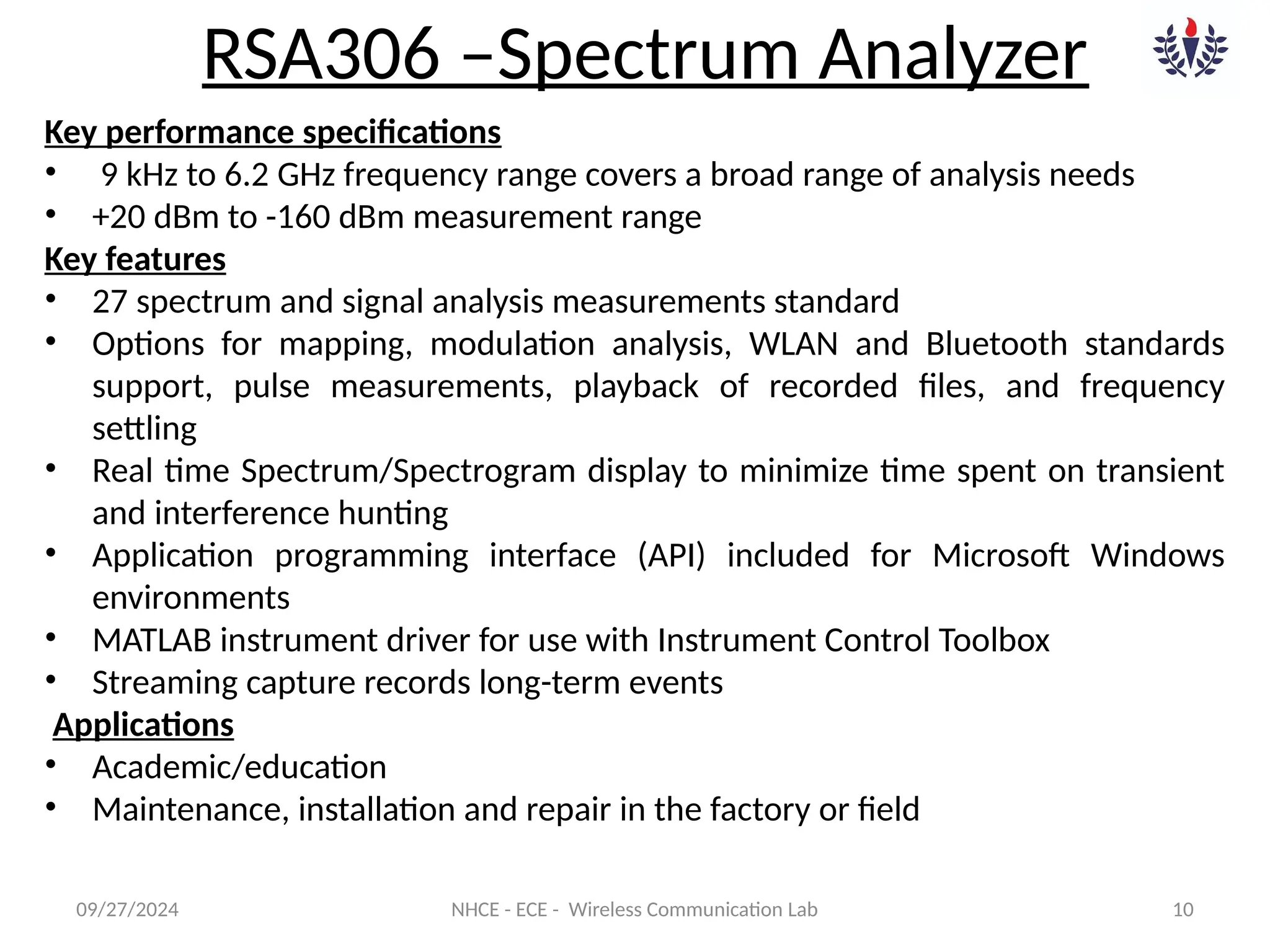 WC Lab - Exp 1 , Study of basic operation of a Spectrum Analyser.pptx
