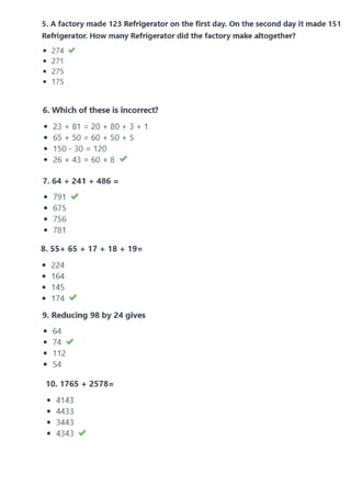 kv cbsc class 3 mathematics practice set of 100 question | PDF