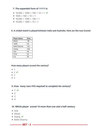kv cbsc class 3 mathematics practice set of 100 question | PDF