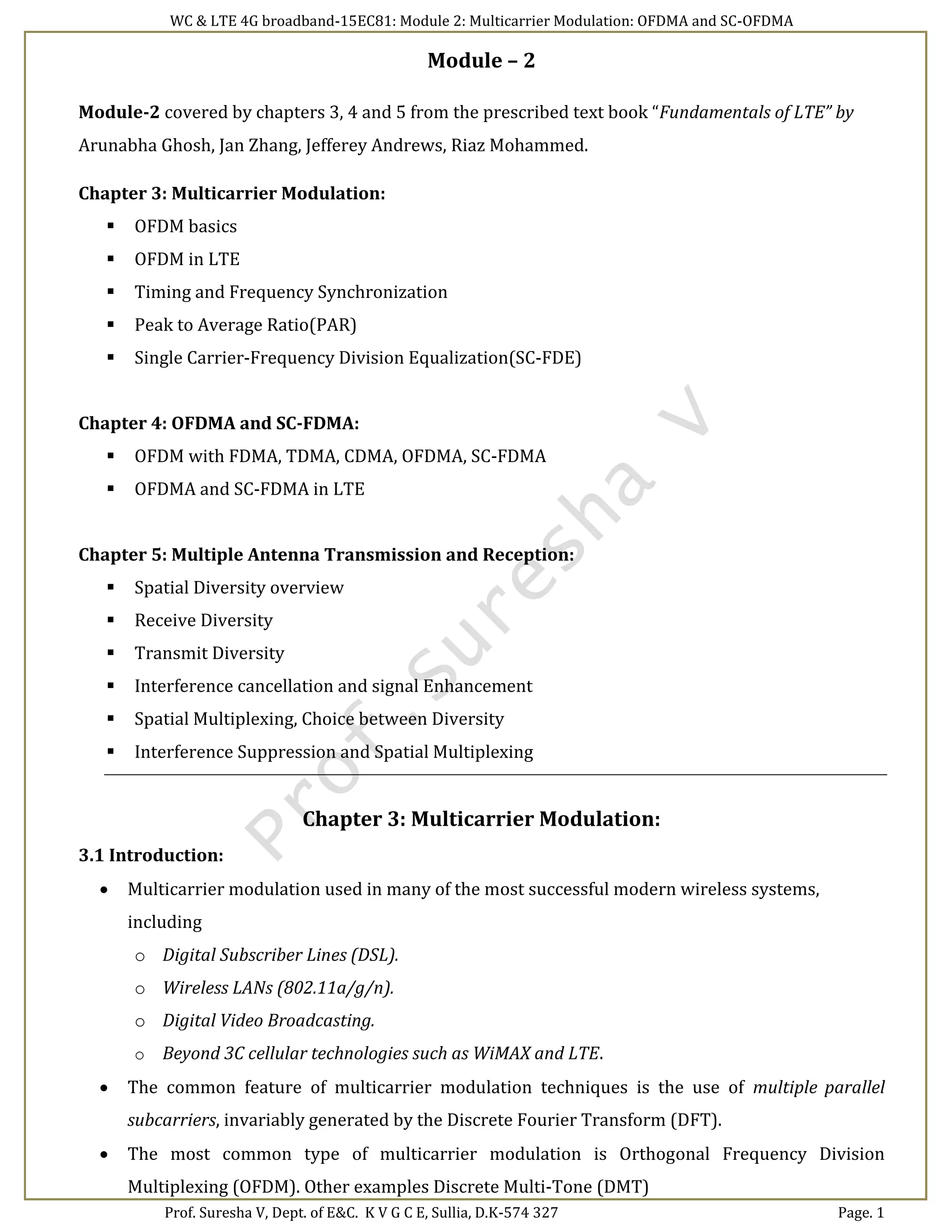 WC & LTE 4G Broadband Module 2- 2019 by Prof.Suresha V | PDF