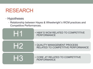 World Class Manufacturing - Analysis on Hayes and Wheelwright ...